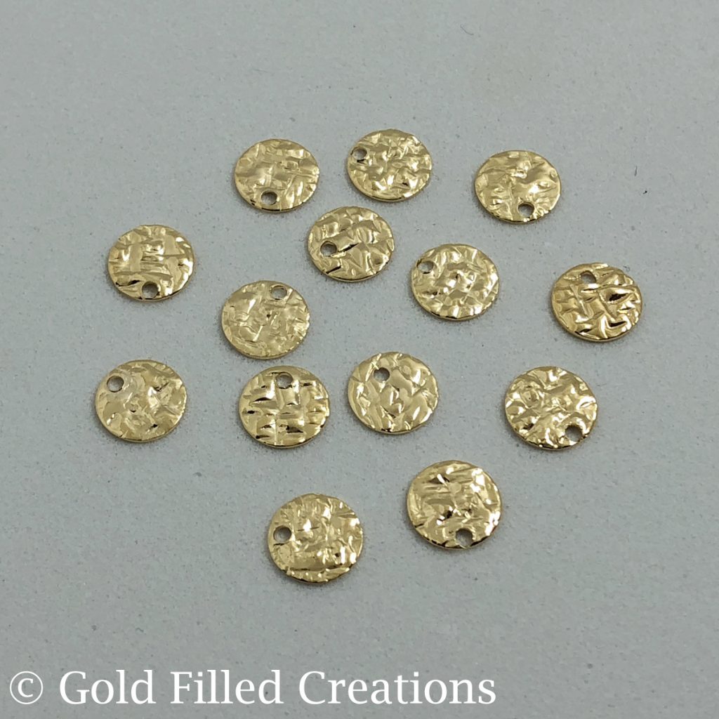 Gold Filled Textured tiny round disc charms , 10 50 150 300 pieces 30% ...