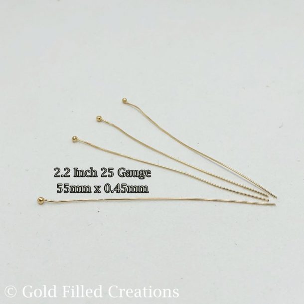 Gold filled ball Head pins 2.2 inch 25ga , 10 50 100 pieces 15%discount ...
