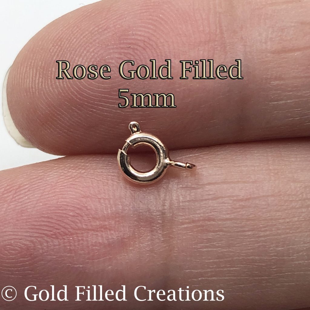 10pcs Rose Gold filled spring ring clasps 5mm , rose gold clasps spring ...