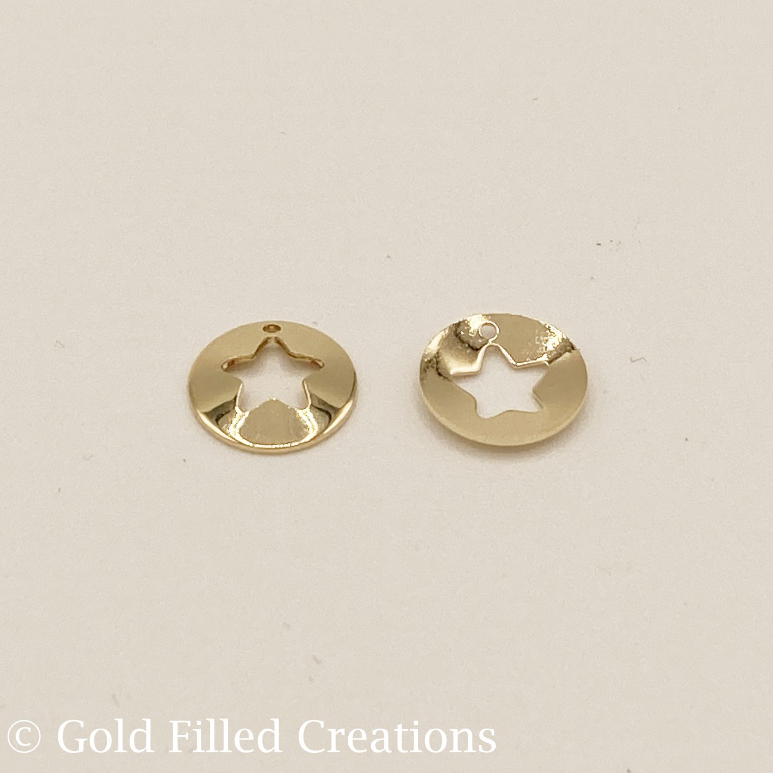 Gold Filled Round Cut Out Star Charms 10mm